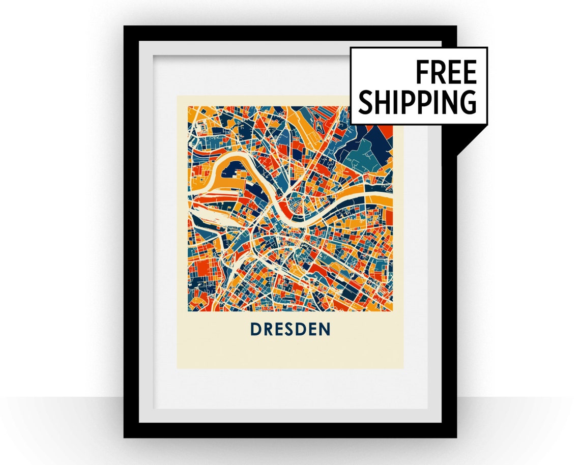Dresden Map Print Full Color Map Poster - Etsy