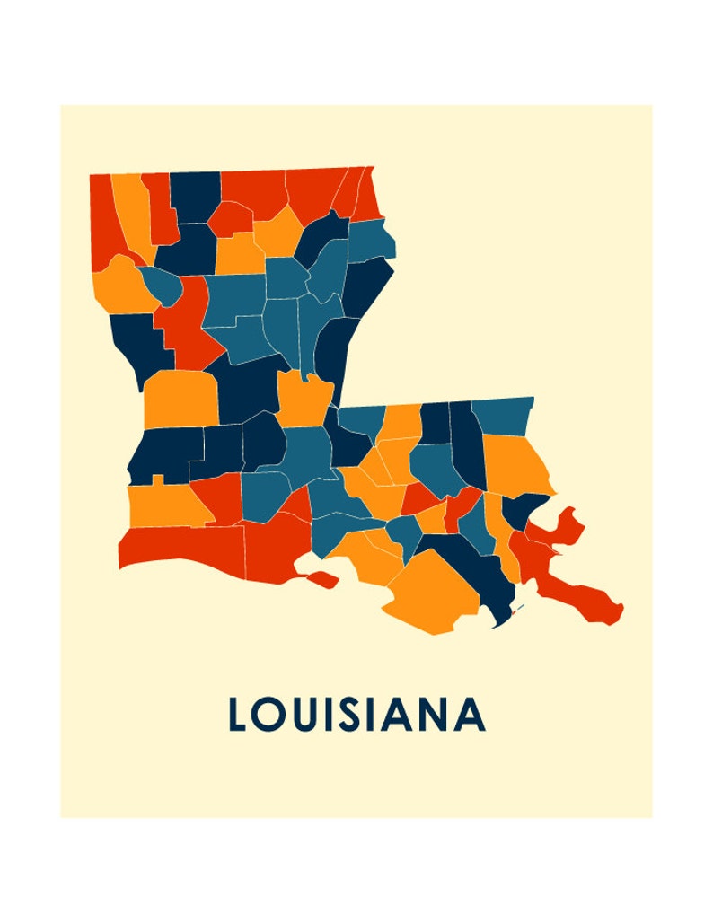 Louisiana Map Print Full Color Map Poster - Etsy