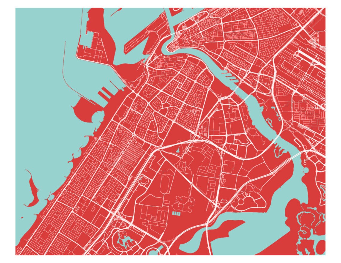 Dubai Map Print Choose Your Color | Etsy