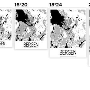Bergen Map Poster - Norway Map Print - Art Deco Series - Etsy
