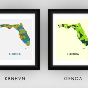 Florida Map Print - Full Color Map Poster - Etsy