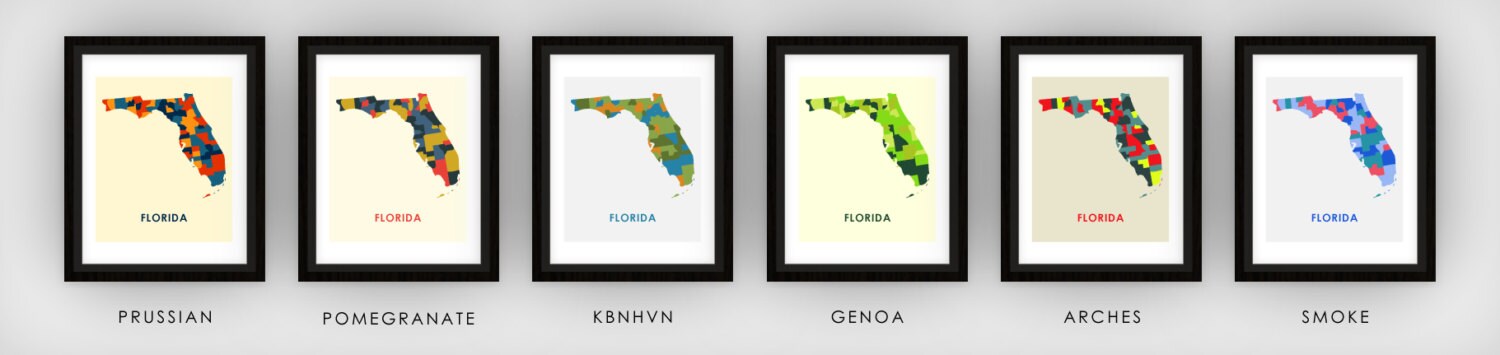 Florida Map Print Full Color Map Poster - Etsy