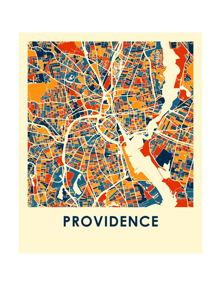 Providence RI Map Print Full Color Map Poster | Etsy