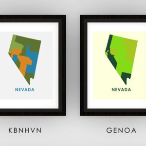 Nevada Map Print - Full Color Map Poster - Etsy