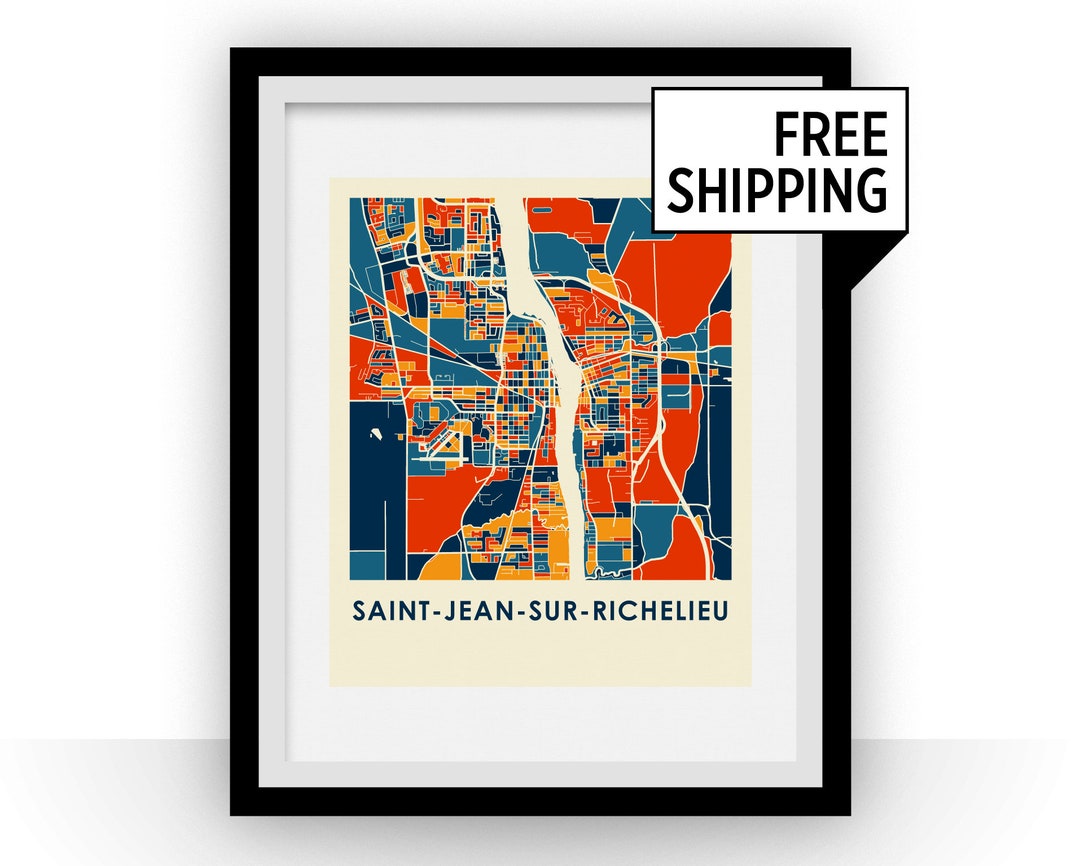 Saint Jean Sur Richelieu Quebec Map Print - Full Color Map Poster - Etsy