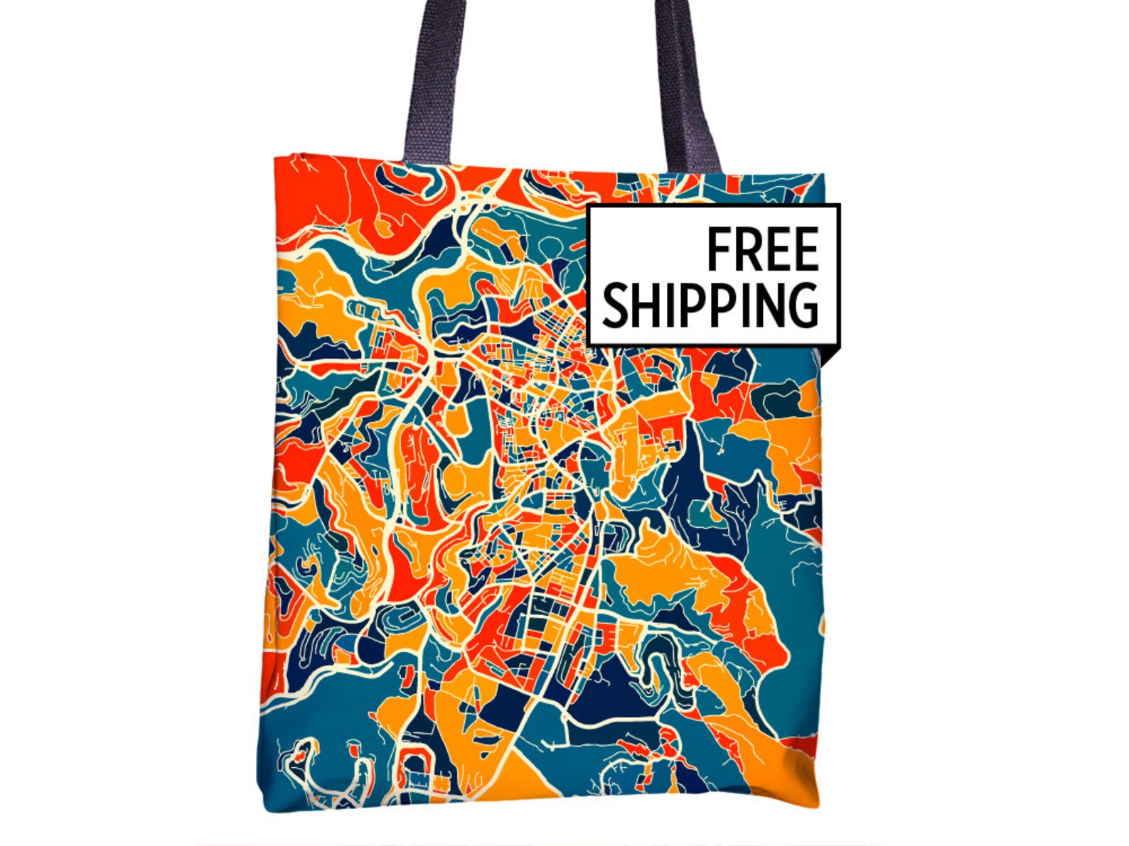 Jerusalem Map Tote Bag Israel Map Tote Bag 15x15 - Etsy