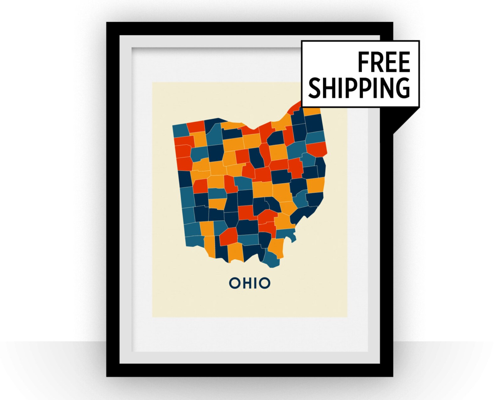 Ohio Map Print Full Color Map Poster | Etsy