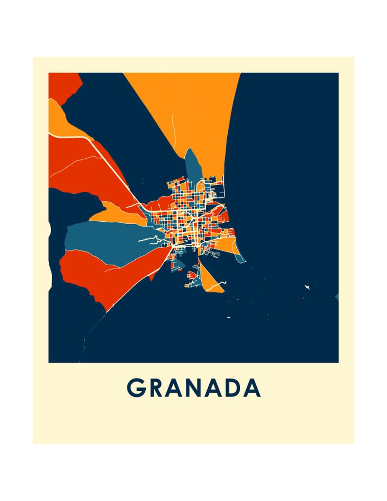 Granada Map Print Full Color Map Poster | Etsy