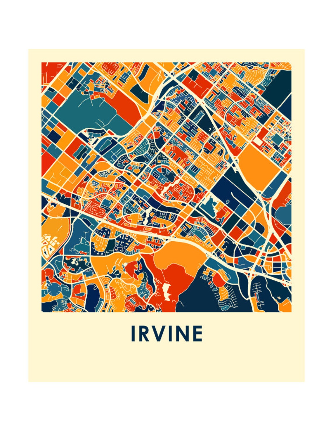 Irvine Map Print Full Color Map Poster - Etsy