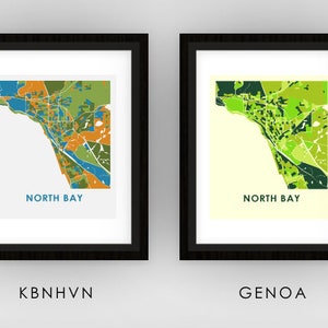 North Bay Ontario Map Print - Full Color Map Poster - Etsy