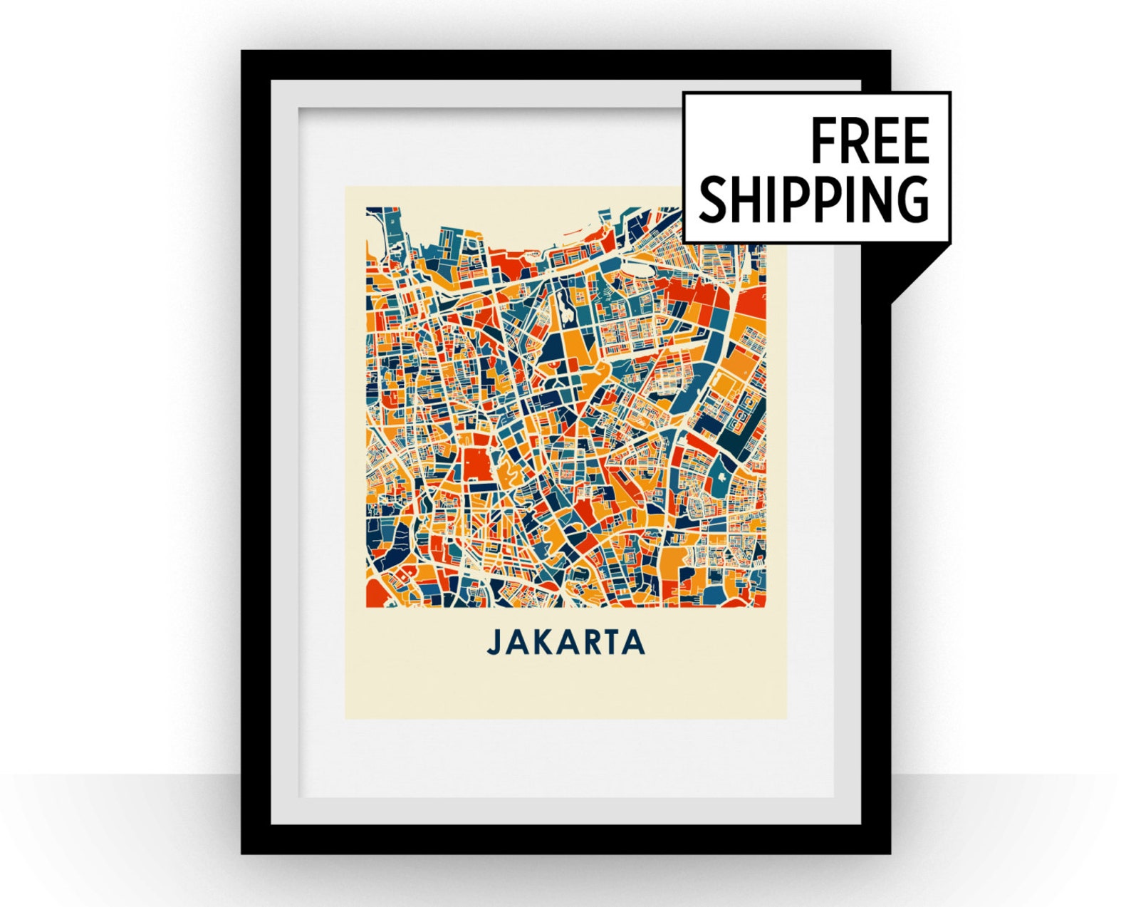 Jakarta Map Print Full Color Map Poster | Etsy