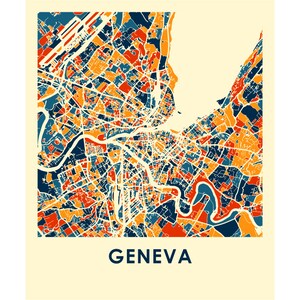 Geneva Map Print - Full Color Map Poster - Etsy