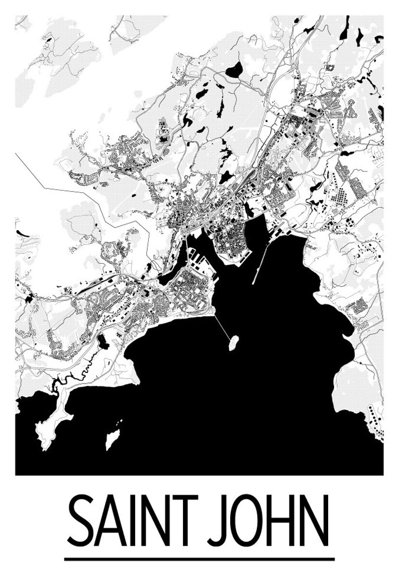 Saint John NB Map Poster New Brunswick Map Print Art Deco - Etsy