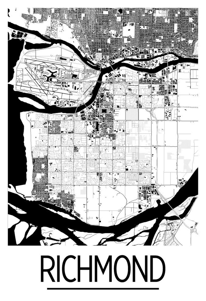 Richmond British Columbia Map Poster British Columbia Map | Etsy