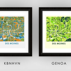 Des Moines Map Print - Full Color Map Poster - Etsy