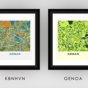 Amman Map Print - Full Color Map Poster - Etsy