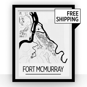 Fort Mcmurray Alberta Map Poster - Alberta Map Print - Art Deco Series ...