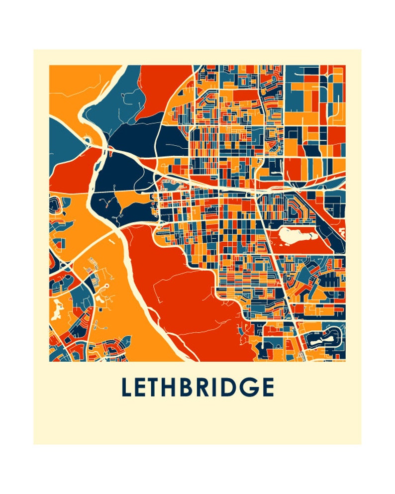 Lethbridge Alberta Map Print Full Color Map Poster - Etsy