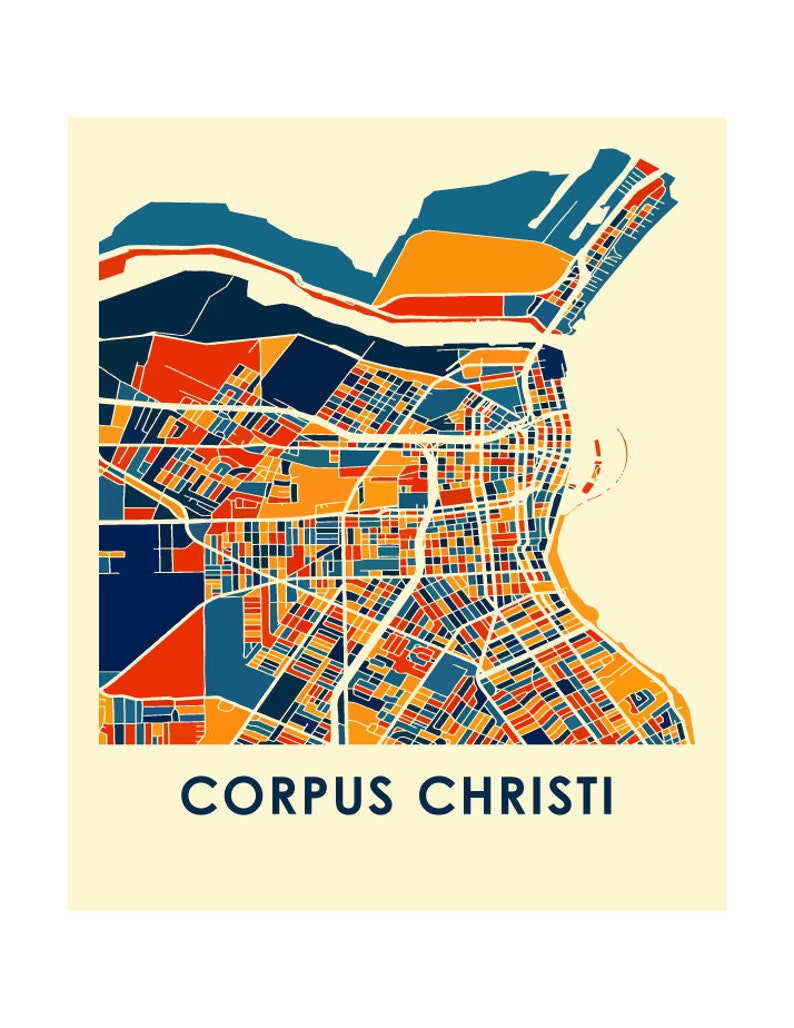 Corpus Christi Map Print - Full Color Map Poster - Etsy