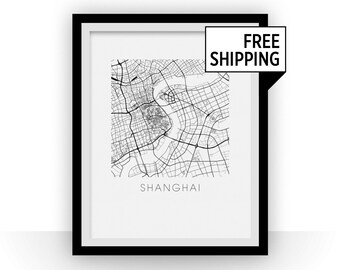 Shanghai Map Print Choose Your Color | Etsy