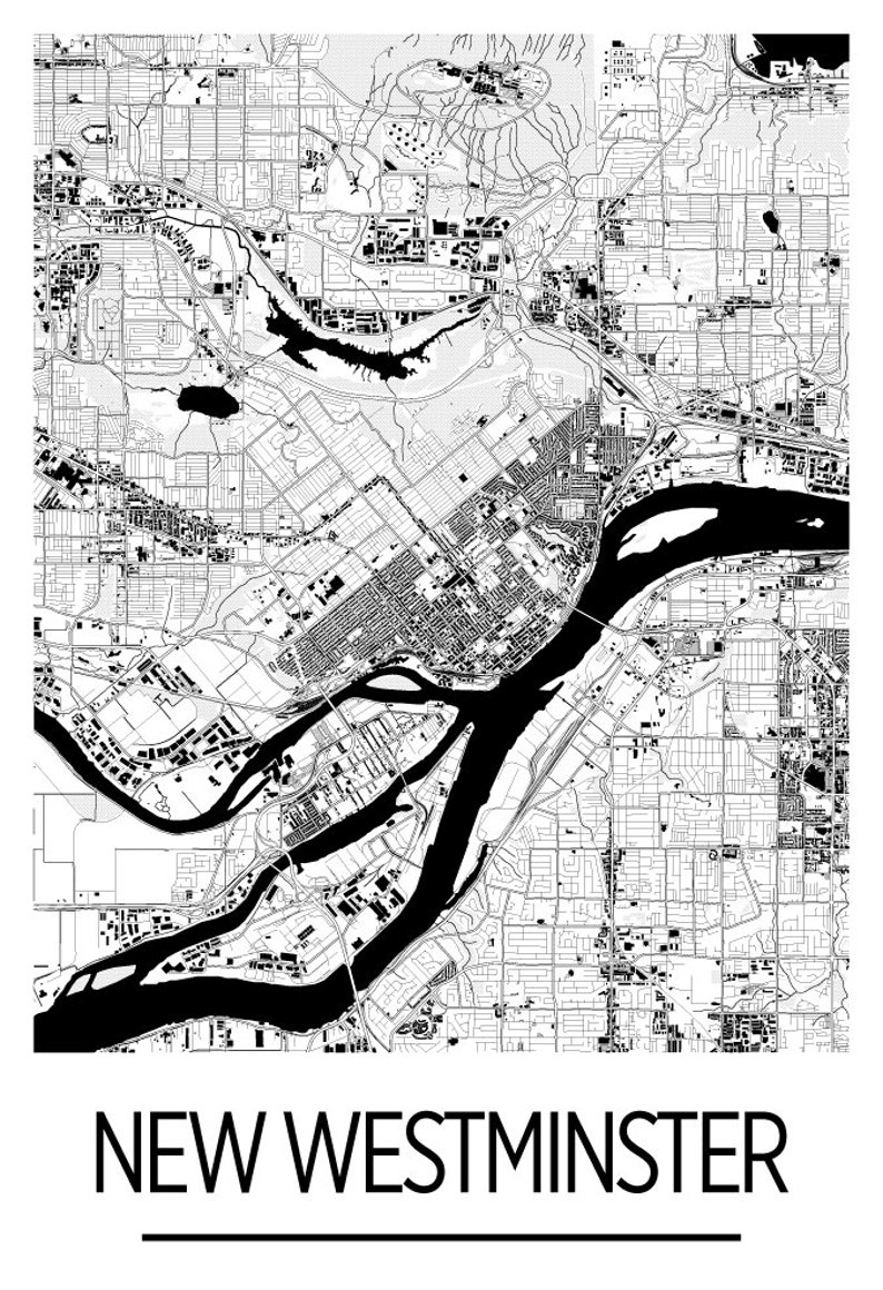 New Westminster British Columbia Map Poster British Columbia - Etsy