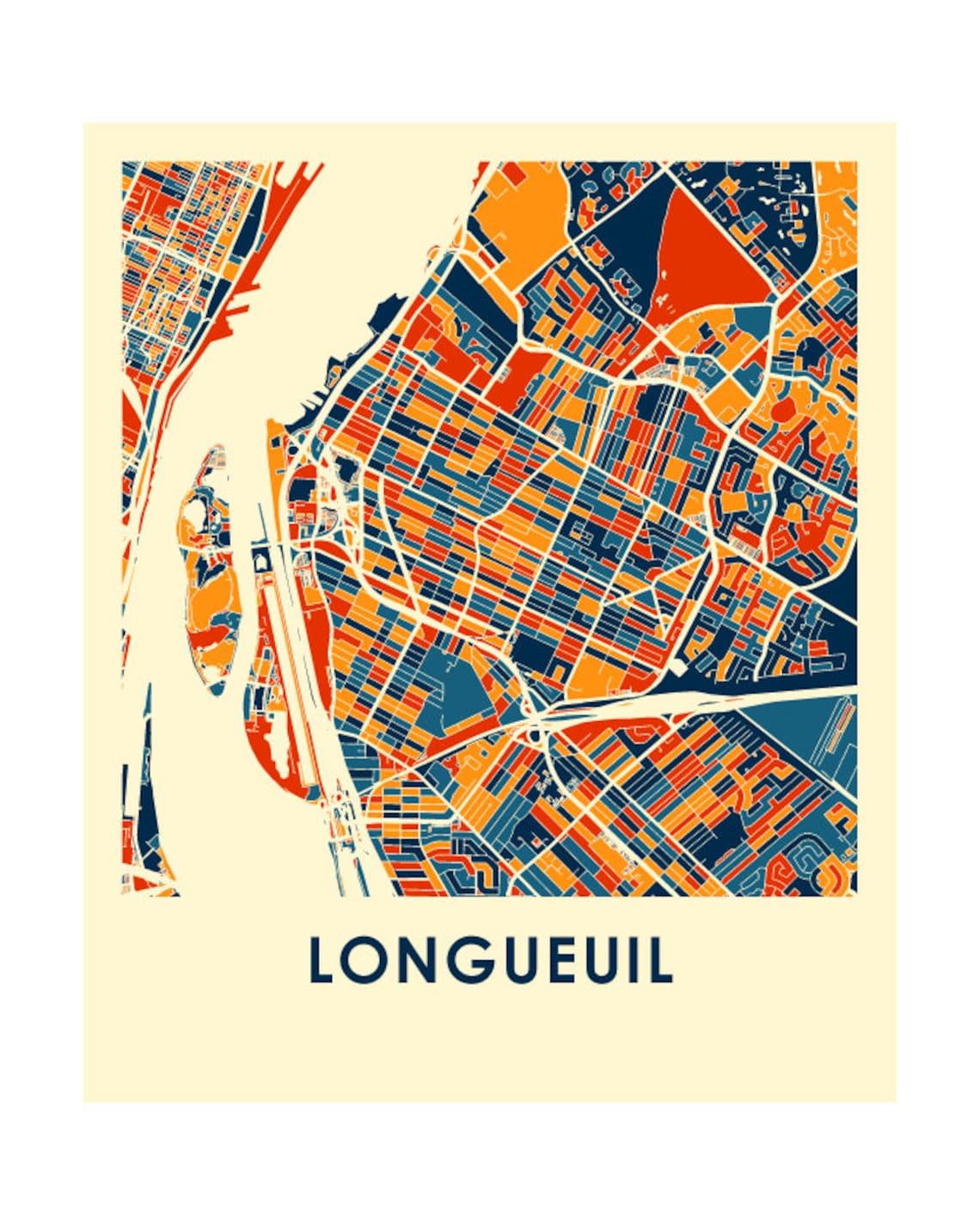 Longueuil Quebec Map Print Full Color Map Poster - Etsy