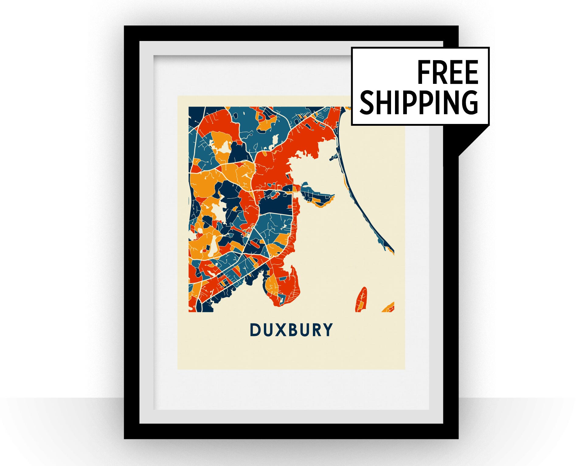 Duxbury Map Print Full Color Map Poster | Etsy