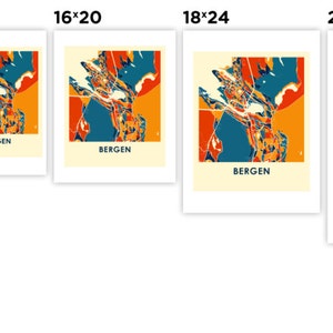 Bergen Map Print - Full Color Map Poster - Etsy