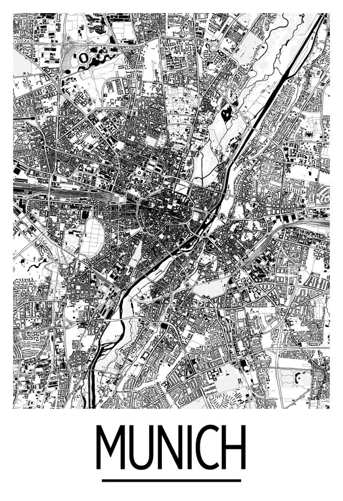 Munich Map Poster Germany Map Print Art Deco Series | Etsy