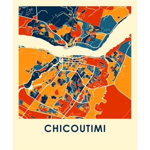 Chicoutimi Quebec Map Print - Full Color Map Poster - Etsy