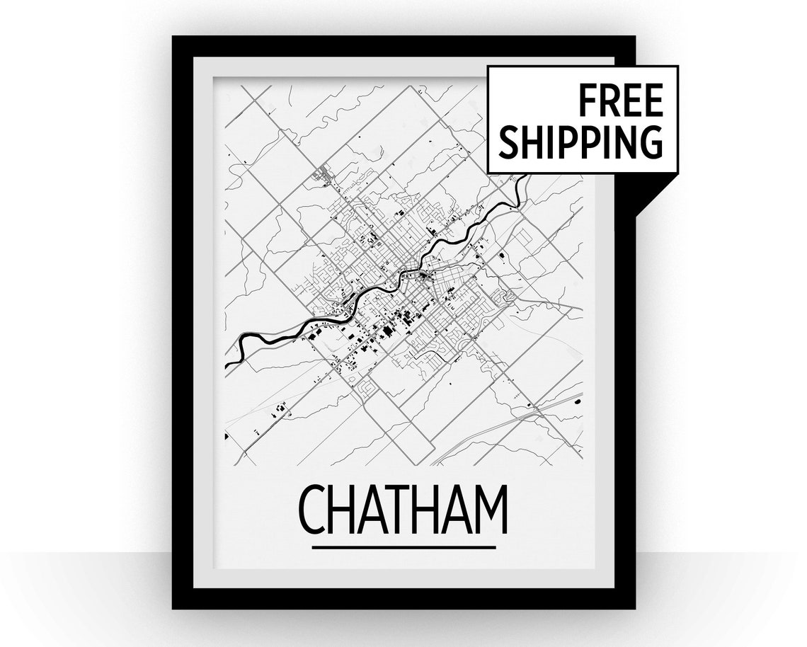Chatham-kent Map Poster Ontario Map Print Art Deco Series - Etsy