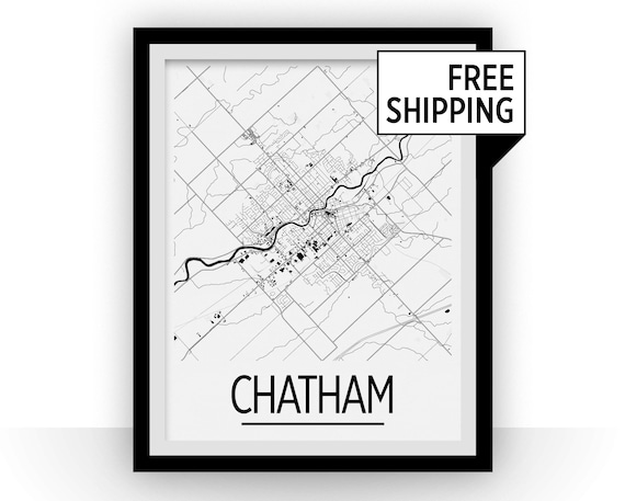 Chatham-kent Map Poster Ontario Map Print Art Deco Series | Etsy Canada