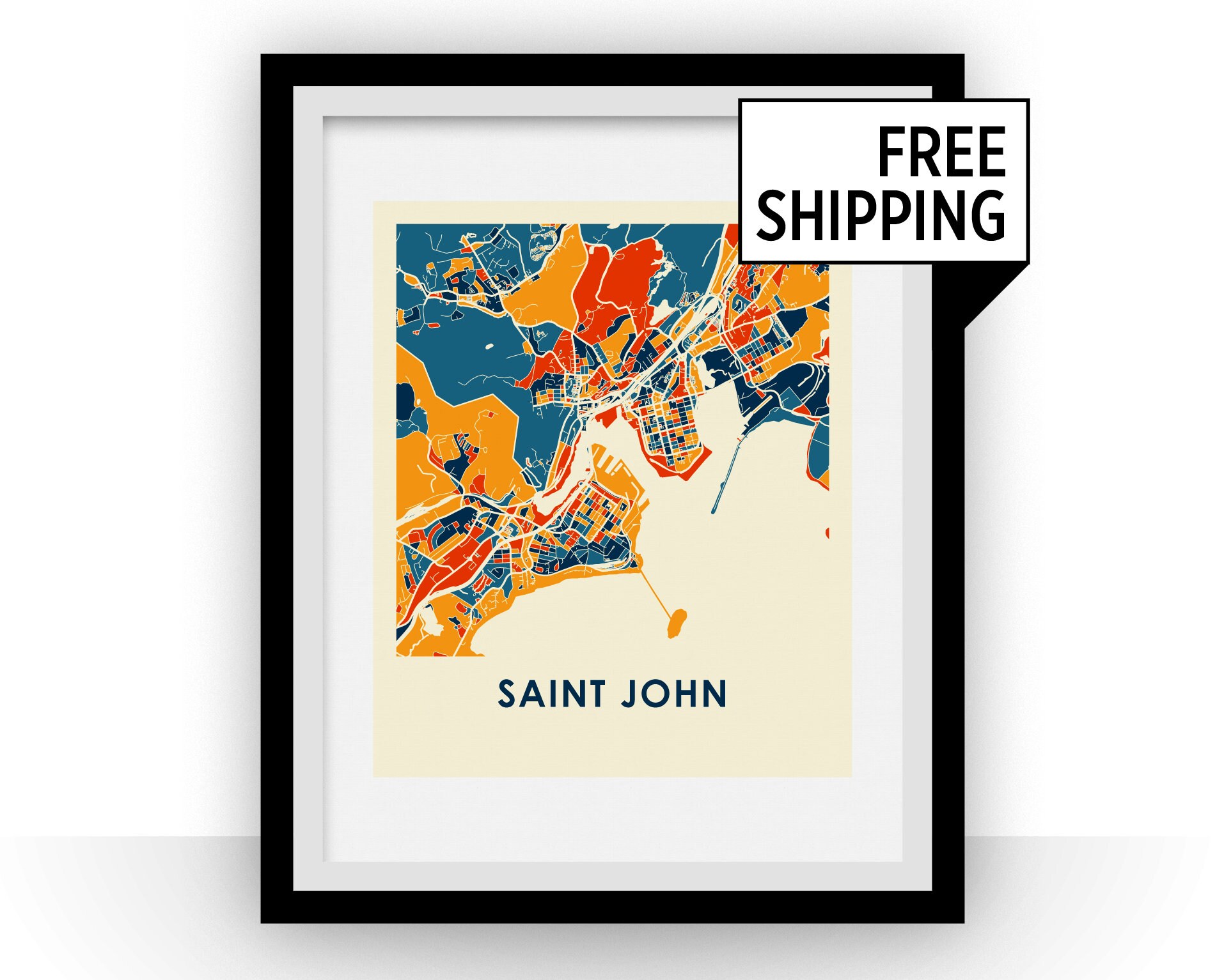 Saint John NB Map Print Full Color Map Poster - Etsy