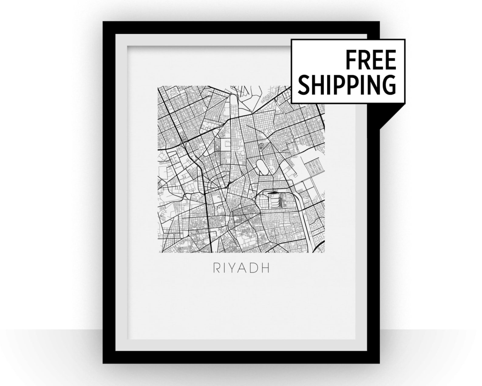 Riyadh Map Black and White Print Saudi Arabia Black and - Etsy