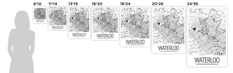 Waterloo Ontario Map Poster Ontario Map Print Art Deco - Etsy