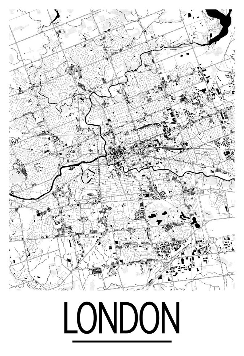 London Ontario Map Poster Ontario Map Print Art Deco - Etsy Canada