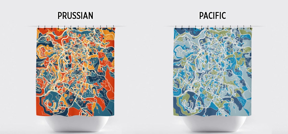 Jerusalem Map Shower Curtain - Israel Shower Curtain - Chroma Series - Etsy