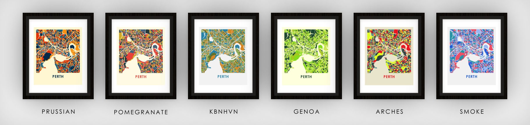 Perth Map Print Full Color Map Poster | Etsy