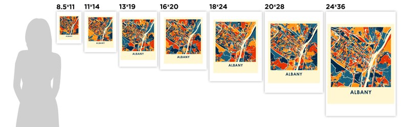 Albany Map Print Full Color Map Poster - Etsy