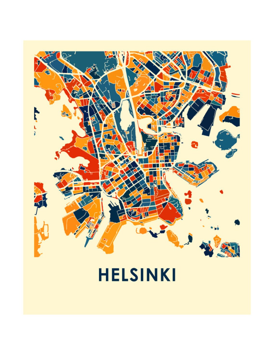 Helsinki Map Print Full Color Map Poster - Etsy