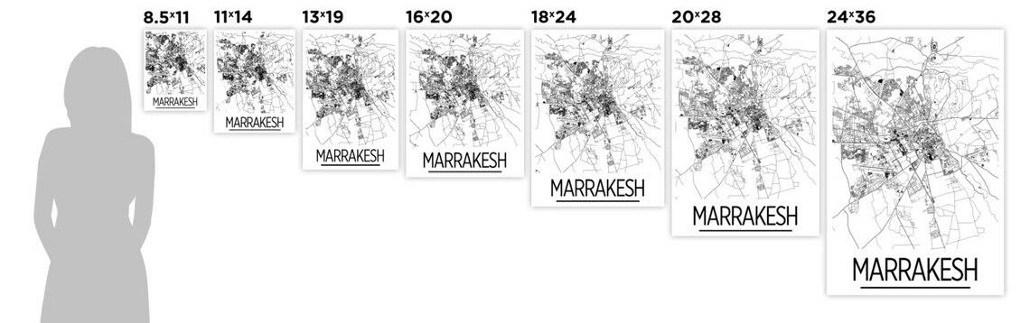 Marrakesh Map Poster Moroco Map Print Art Deco Series | Etsy