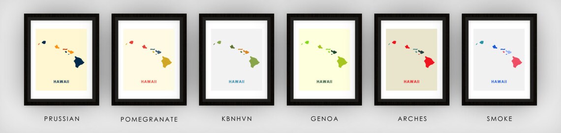 Hawaii Map Print Full Color Map Poster | Etsy