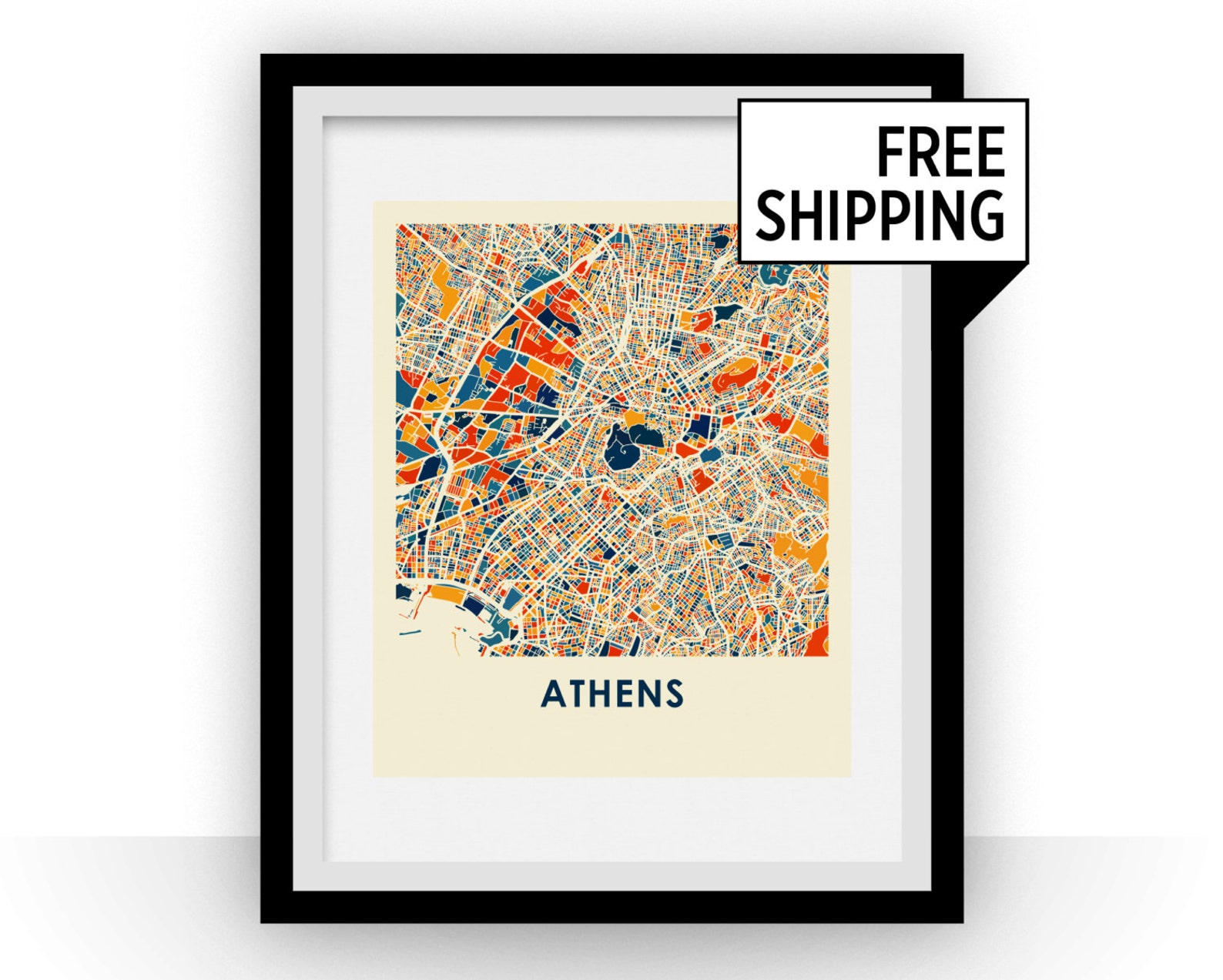 Athens Map Print Full Color Map Poster | Etsy