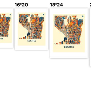 Seattle Map Print - Full Color Map Poster - Etsy