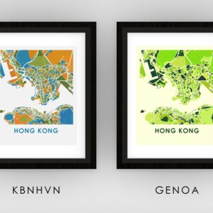 Hong Kong Map Print - Full Color Map Poster - Etsy