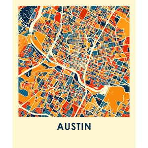 Austin Map Print - Full Color Map Poster - Etsy