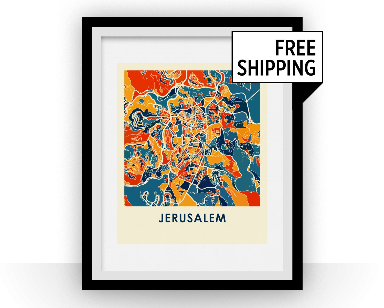 Jerusalem Map Print Full Color Map Poster - Etsy
