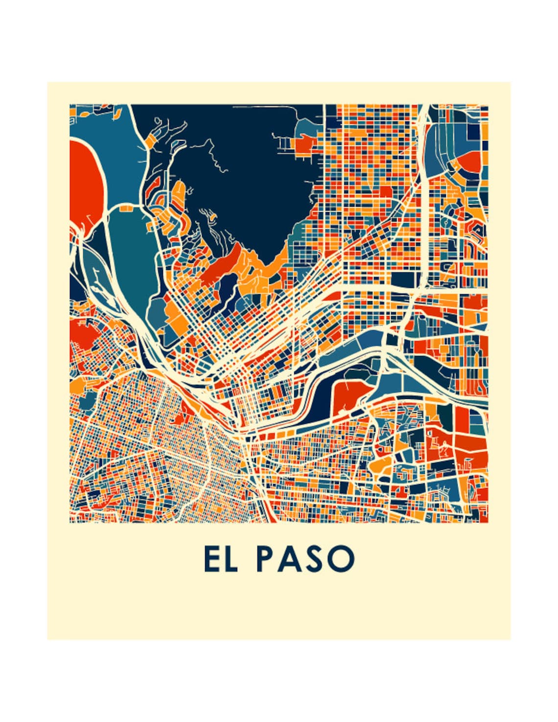 El Paso Map Print Full Color Map Poster | Etsy