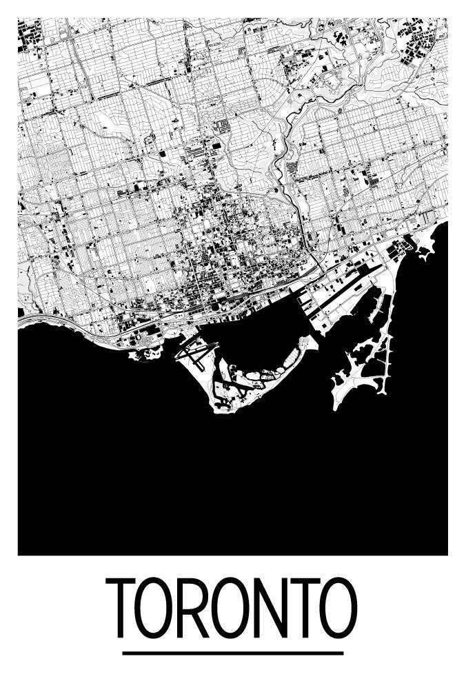 Toronto Map Poster canada Map Print Art Deco Series | Etsy
