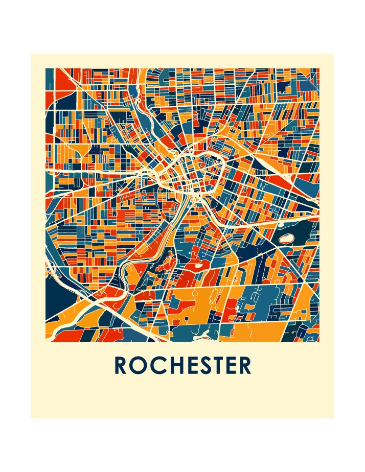 Rochester Map Print Full Color Map Poster - Etsy